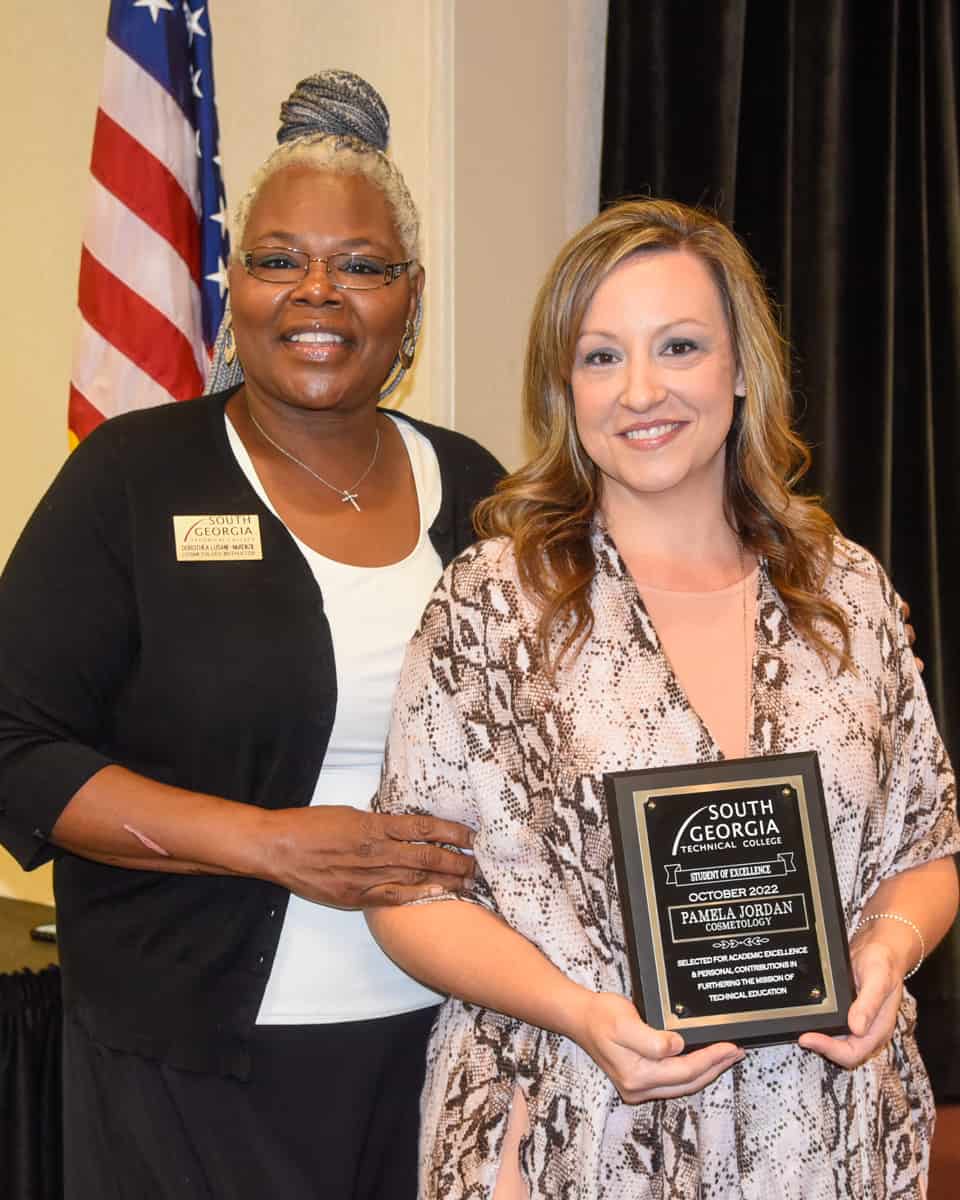 Pamela Jordan Honored as Student of Excellence at SGTC - SGTC