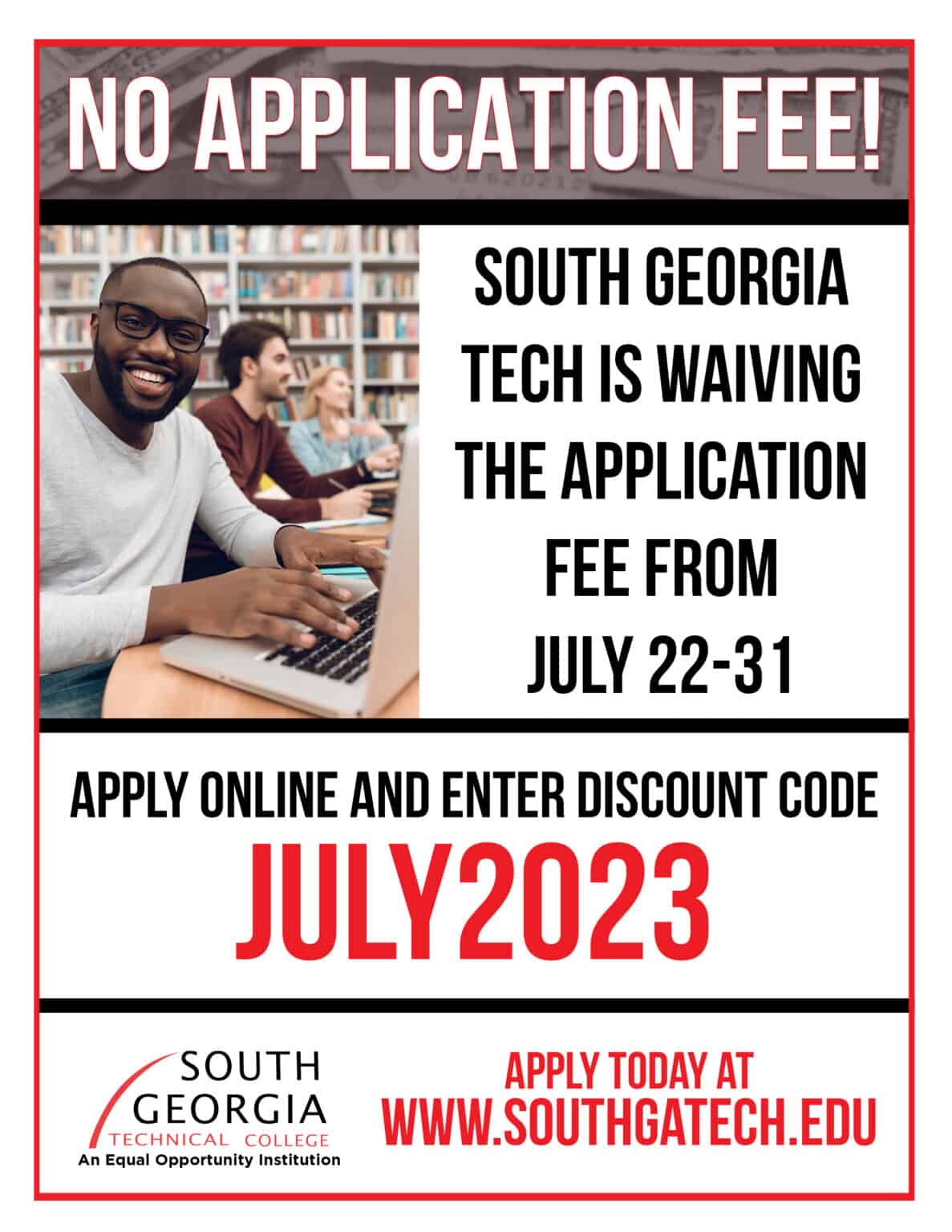 South Georgia Tech waiving application fee, July 22 – 31, 2023 - SGTC