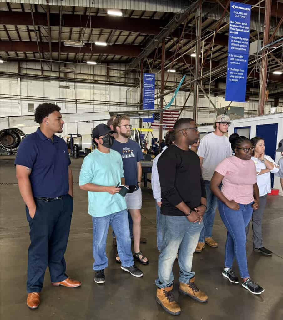 SGTC Aviation Maintenance, Avionics, and Aircraft Structural students tour Embraer - SGTC